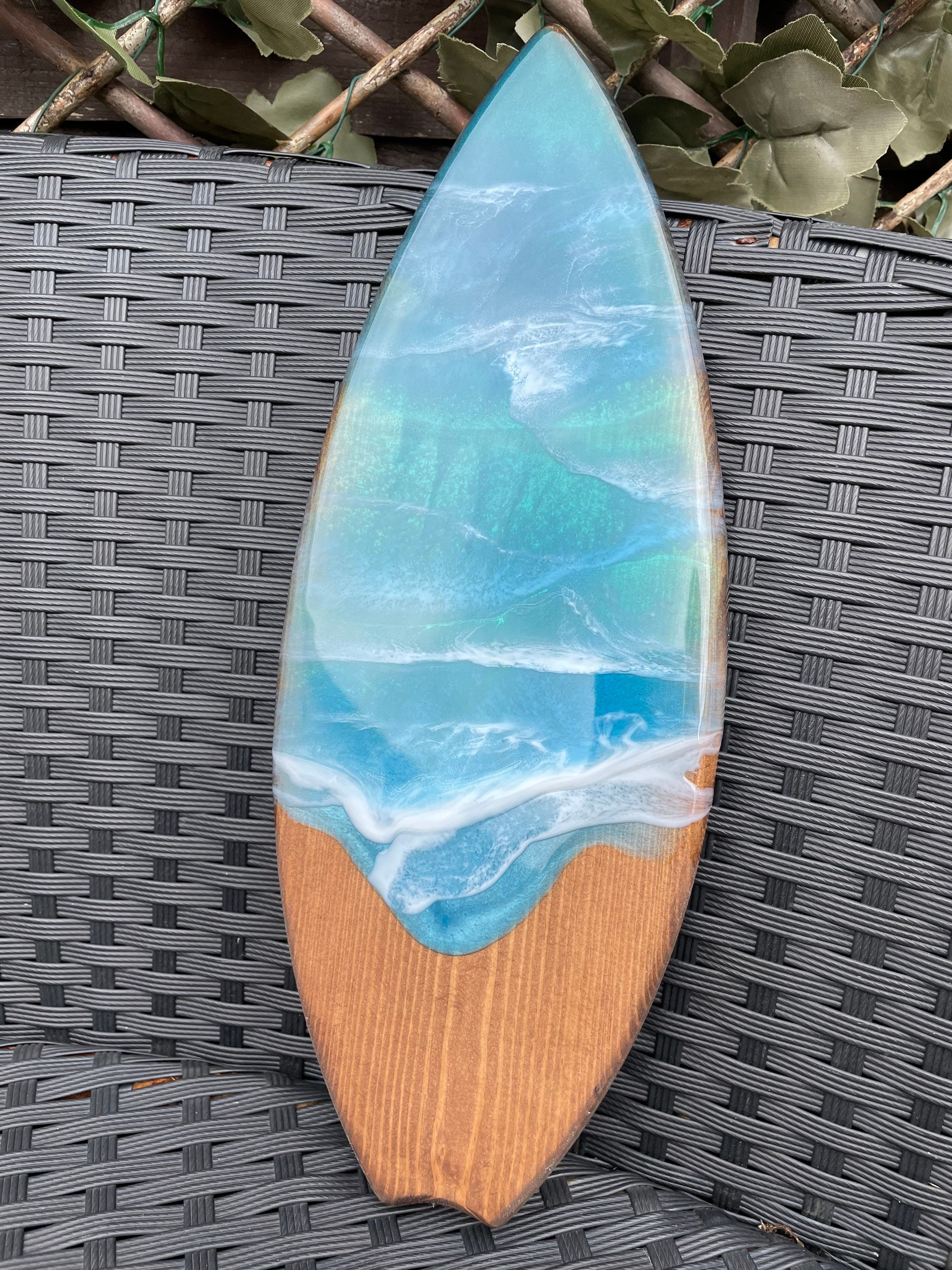 Surfboard beach/wave resin art | Etsy