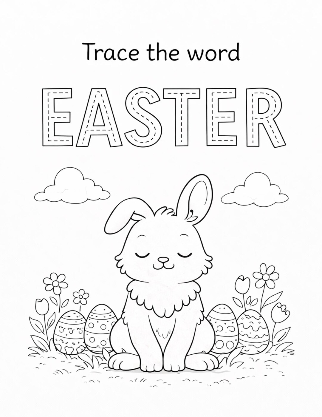 Easter Bunny Coloring Pages | Kids Spring Activity Sheet (instant ...
