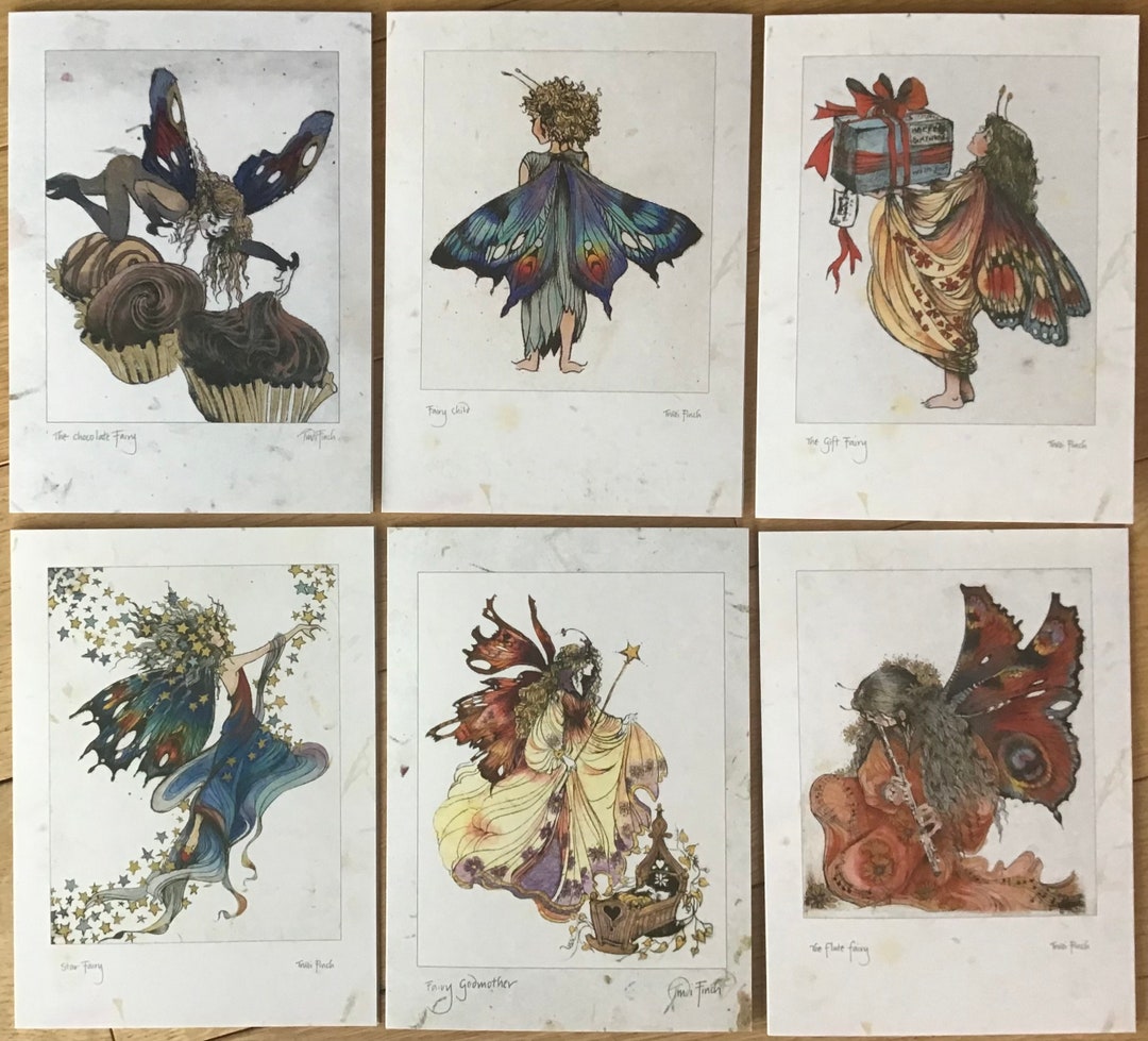 6 Fairy Cards by Trudi Finch From Her Original Dry Point Engravings ...