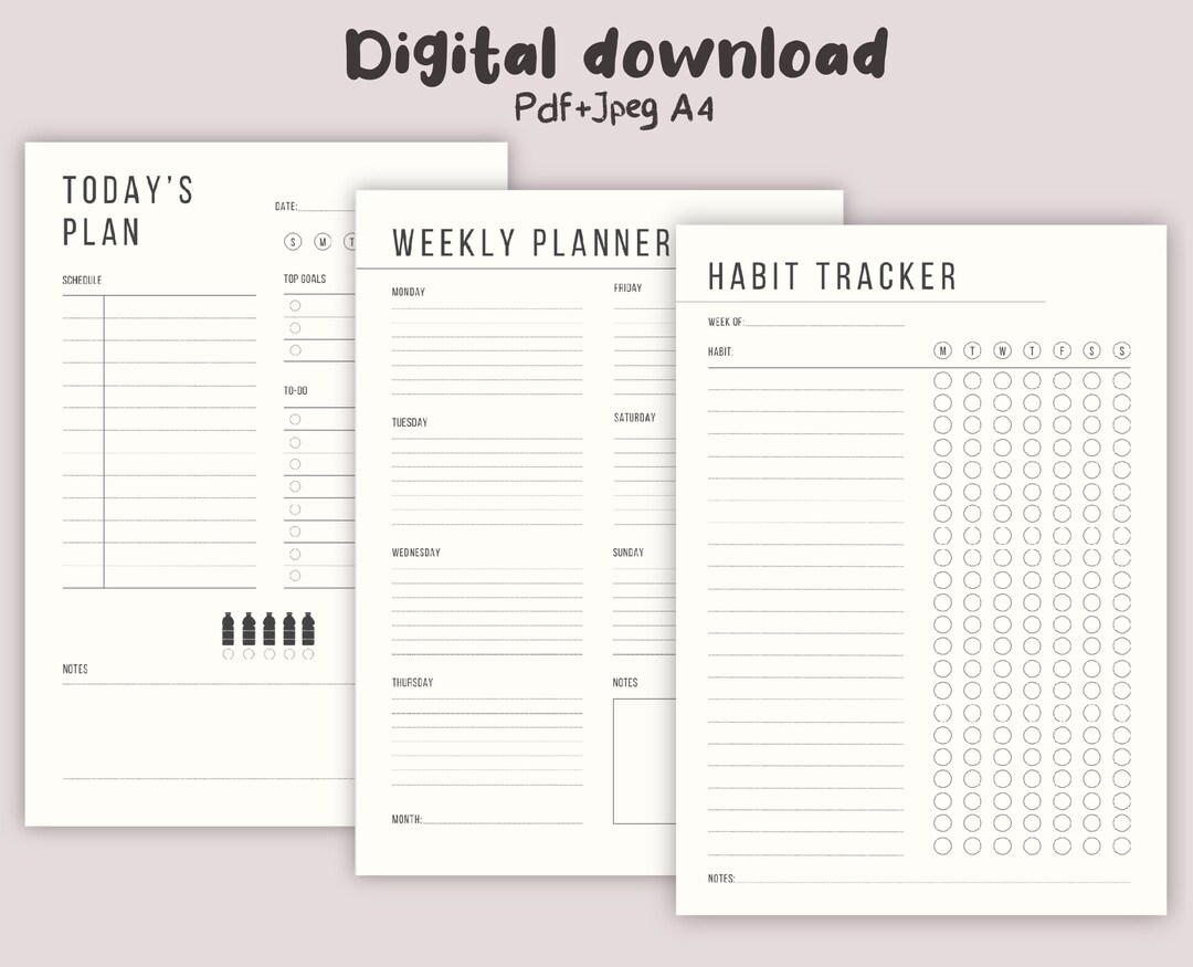 Stylish Planner, Printable Daily Planner, PDF Printable Planner, Daily ...