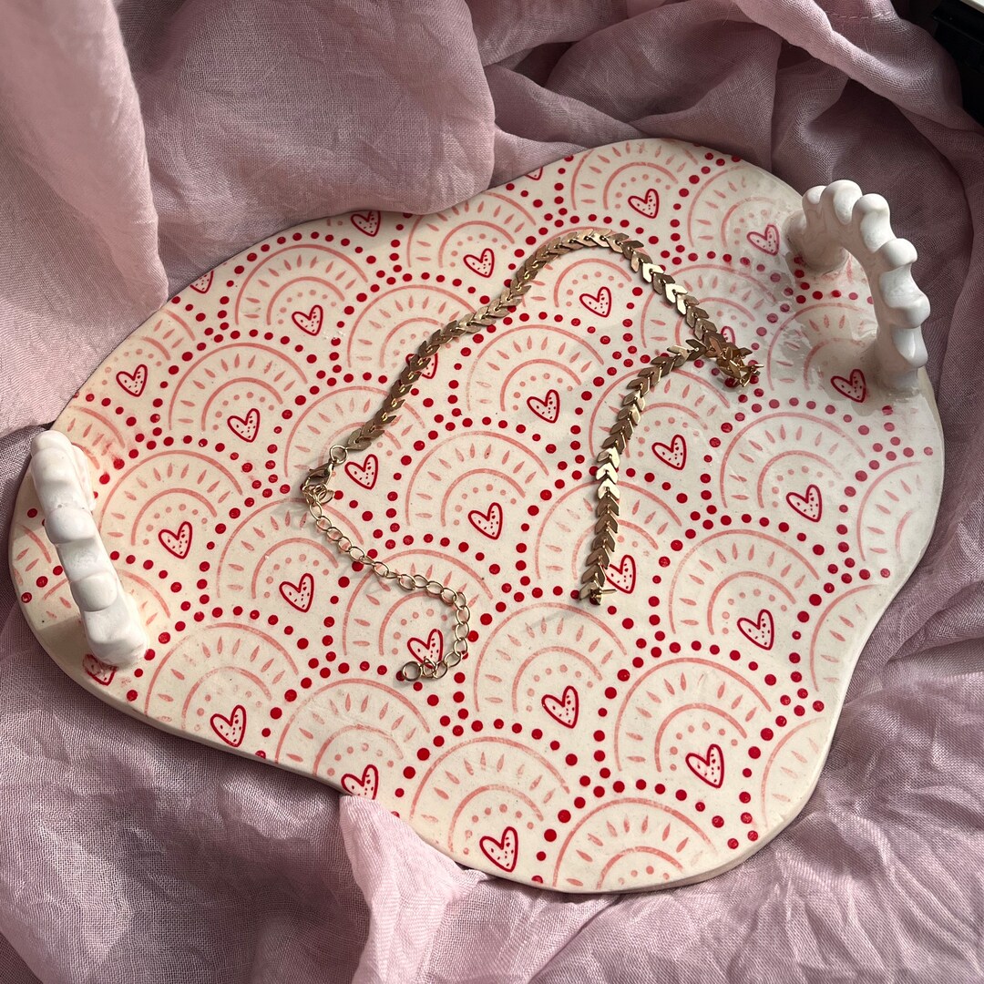Heart Tray Cookie Tray Jewelry Tray Ceramic Pottery Home Decor Cute ...