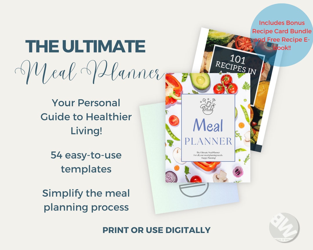 Meal Planner Printable Bundle, Digital Download, Recipe Card Pages ...