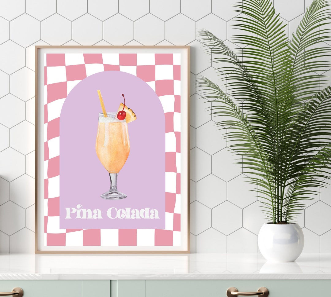 Pina Colada Cocktail Wall Art Print, Retro Maximalist Bar Poster - Etsy