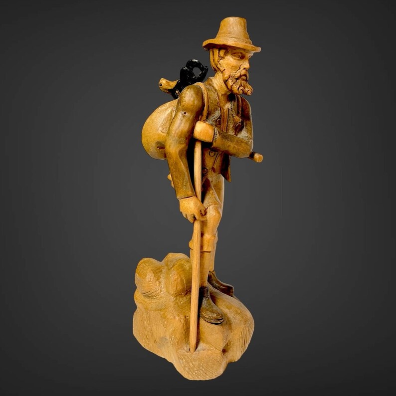 Vintage Hand Carved Wood Sculpture Goat Herd Statue Signed Jack ...