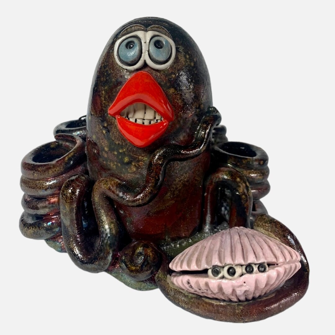 Vintage Studio Art Pottery Signed Raku Whimsical Anthropomorphic ...