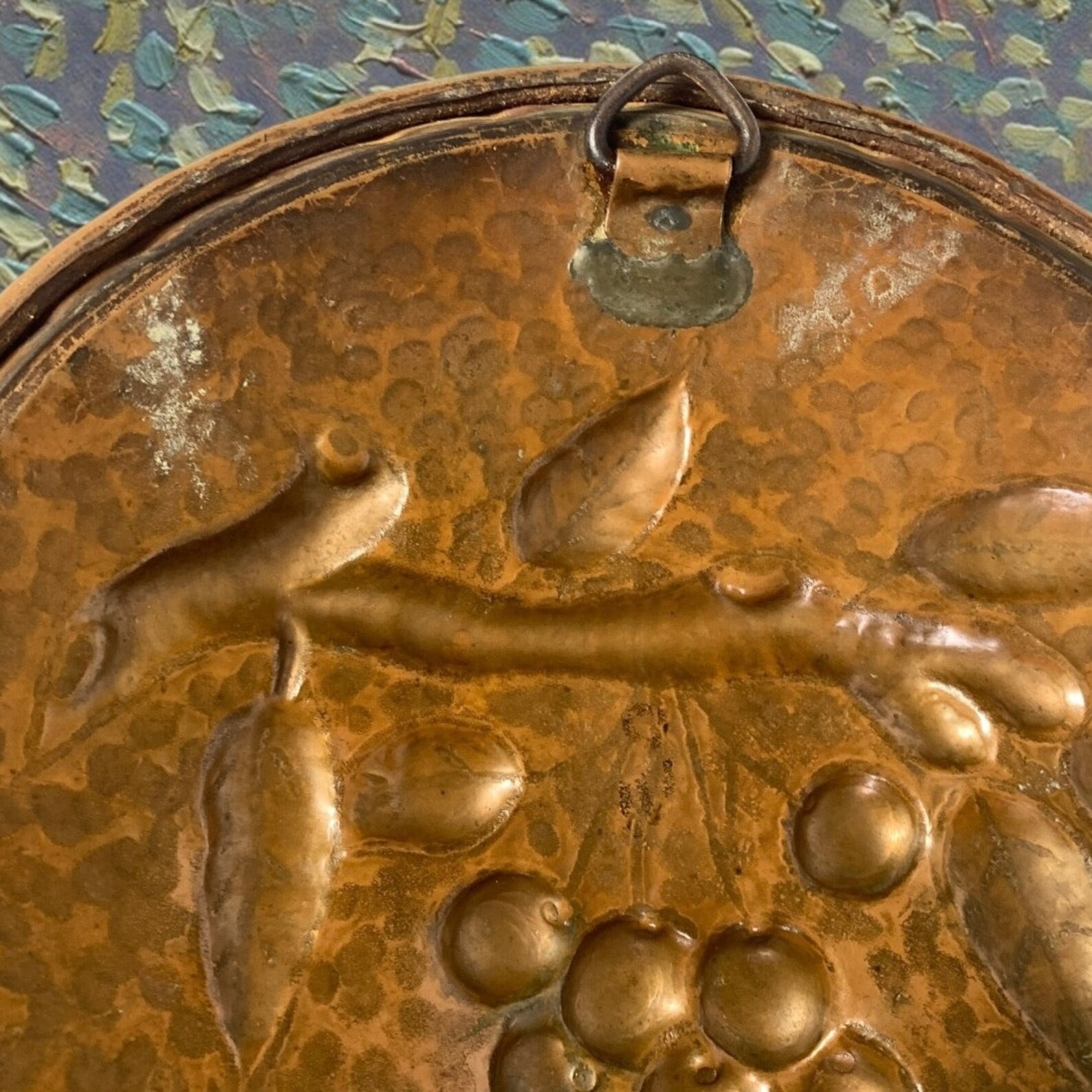 Antique Hammered Solid Copper Convex Wall Hanging Plate Mold Hand ...