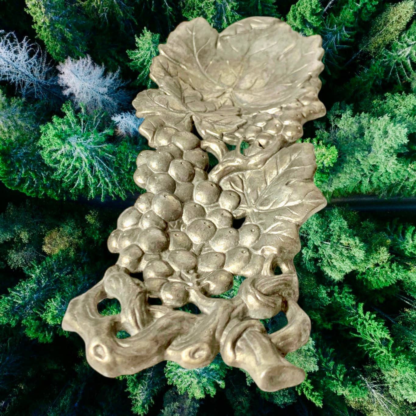 Vintage Signed Arthur Court Spoon Rest Figural 3D Grape Leaves Vines ...