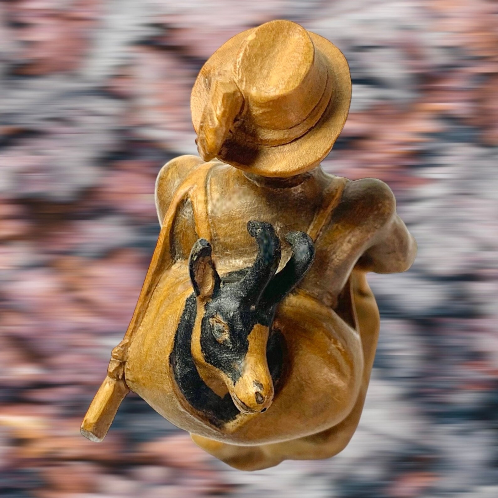 Vintage Hand Carved Wood Sculpture Goat Herd Statue Signed Jack ...