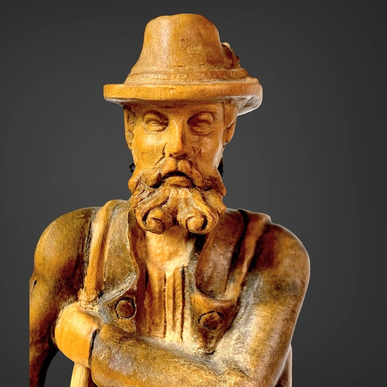 Vintage Hand Carved Wood Sculpture Goat Herd Statue Signed Jack ...