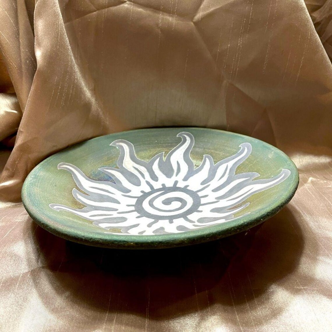 Raku Spiral Sun Clay Bowl Signed by Jeremy Diller - Etsy