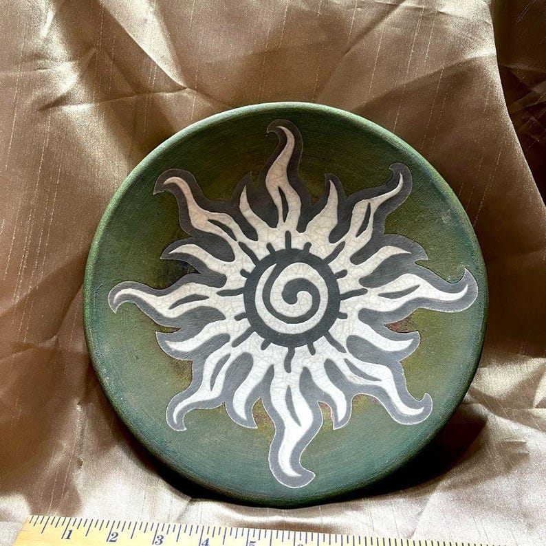 Raku Spiral Sun Clay Bowl Signed by Jeremy Diller - Etsy