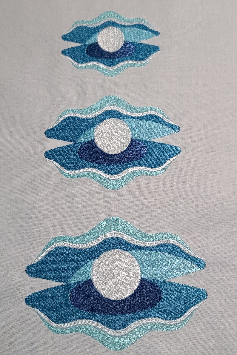 Oyster Shell With Pearl Machine Embroidery Design - Etsy