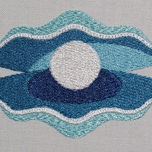 Oyster Shell With Pearl Machine Embroidery Design - Etsy