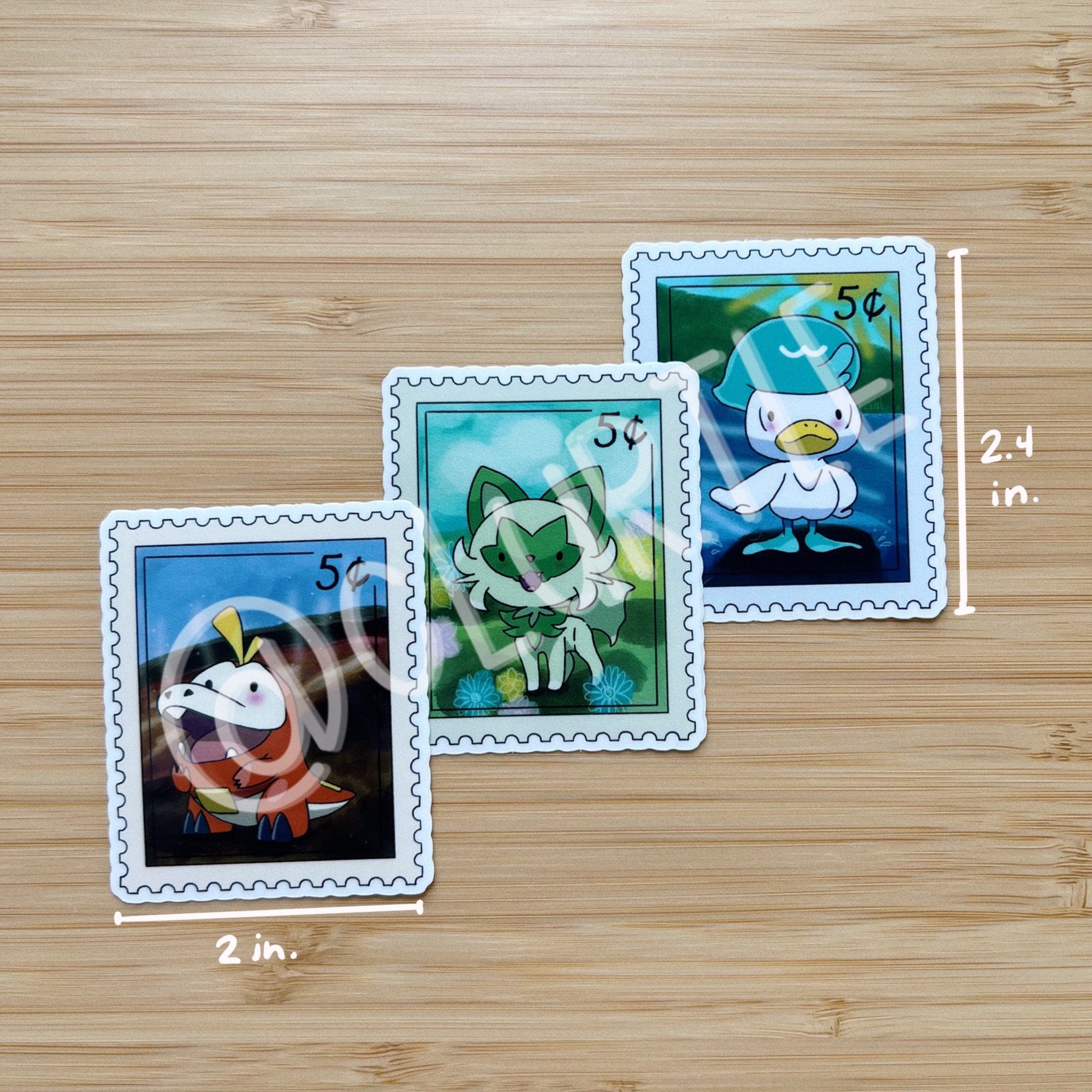 Paldea Pals Postage Stamp Die Cut Stickers | Sprigatito, Fuecoco ...