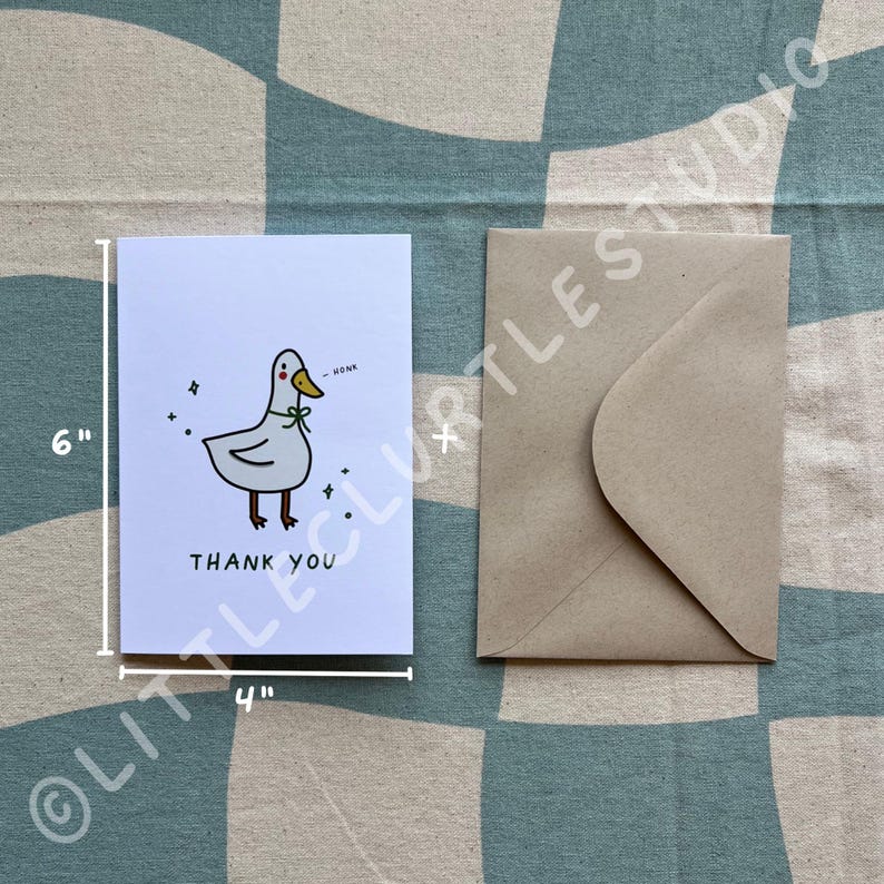 Bow Goose Thank You Card - Etsy