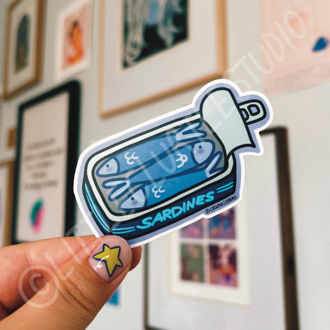 Snuggling Sardine Tin Die-cut Sticker - Etsy