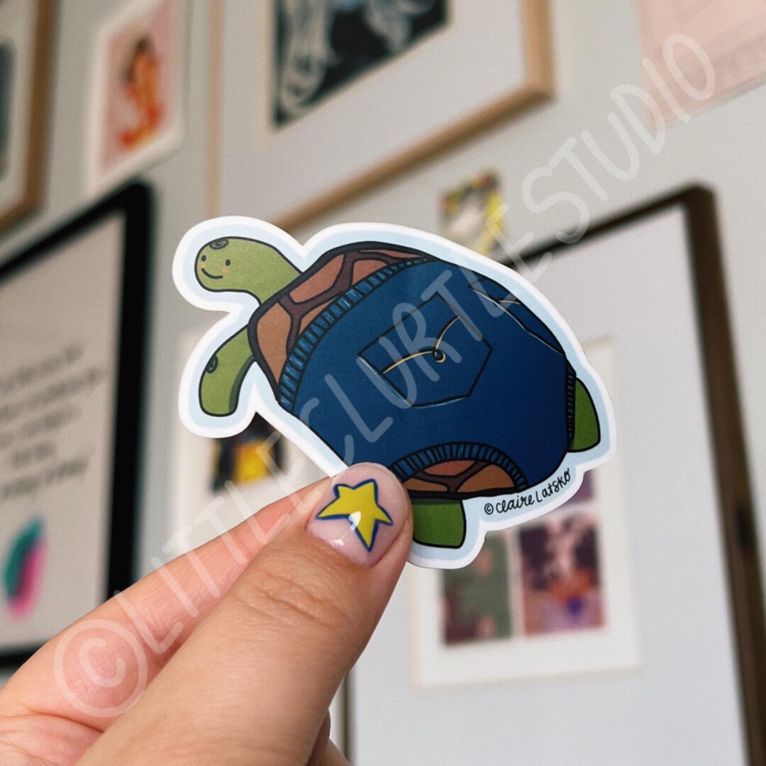 Denim Turtle Die-cut Sticker - Etsy