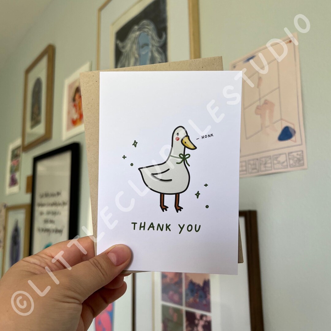 Bow Goose Thank You Card - Etsy