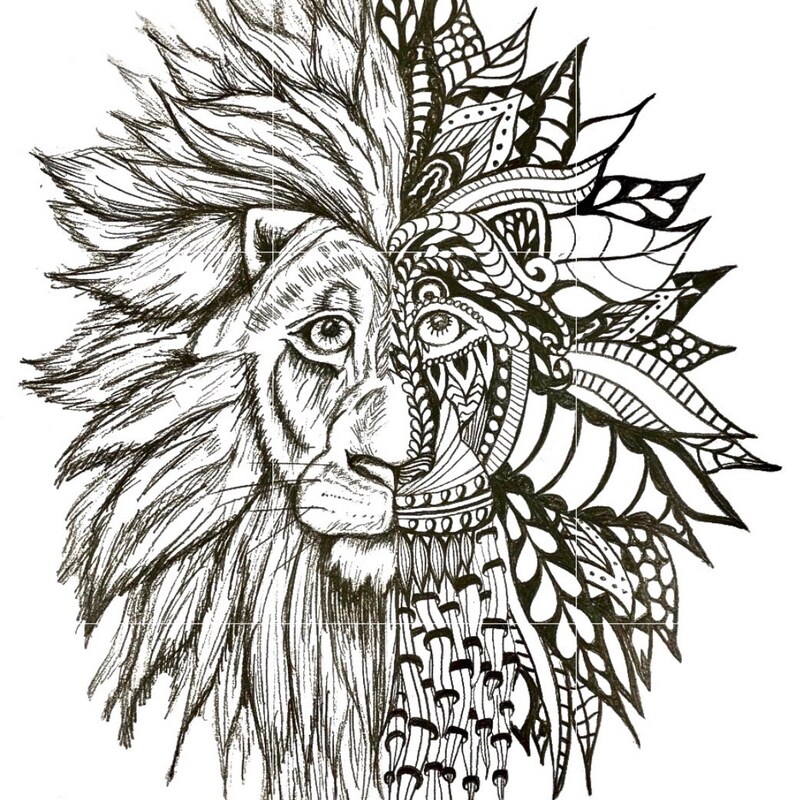 Zentangle Lion - Etsy