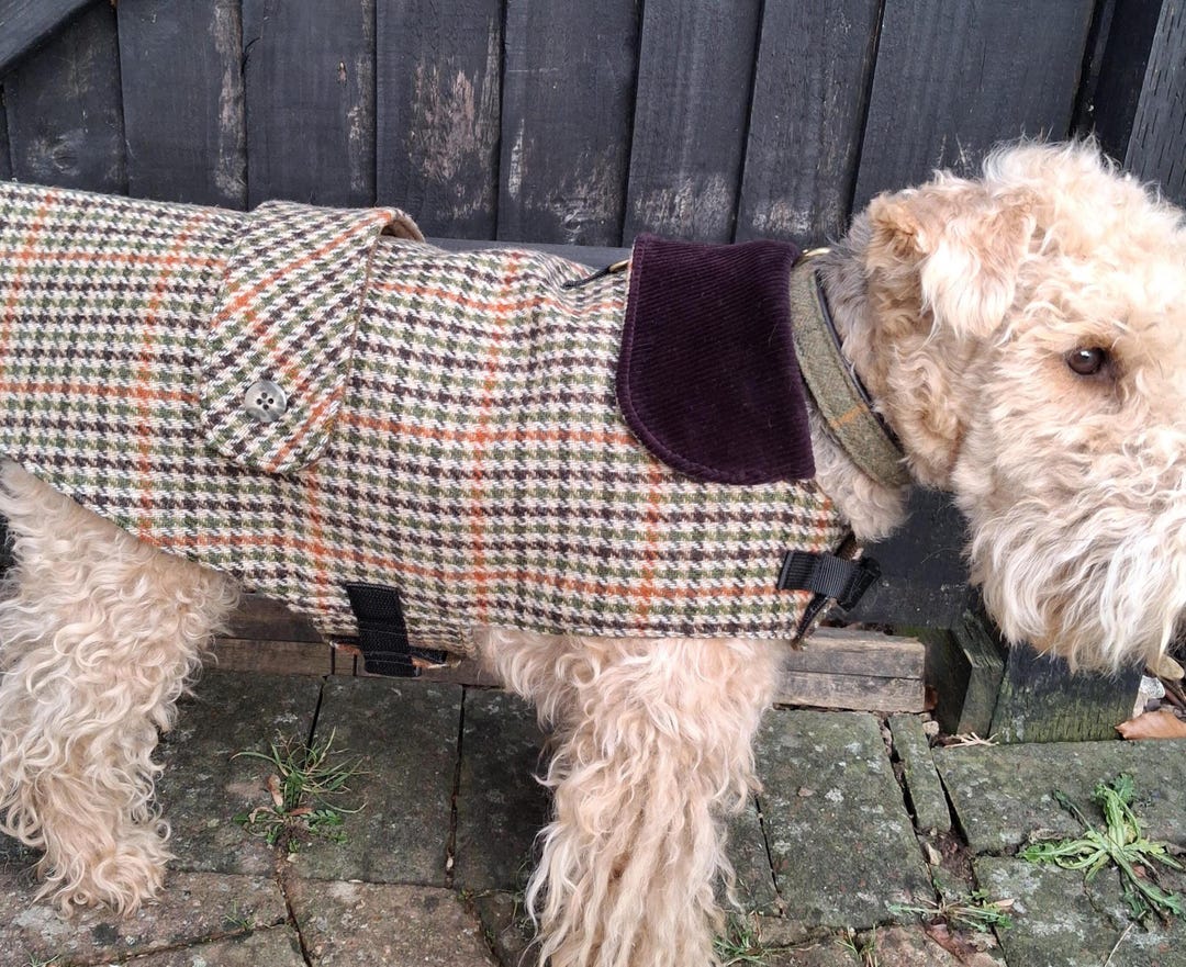British Wool Dog Coat: Houndstooth Tweed.cotton Corduroy Lining. Hand ...