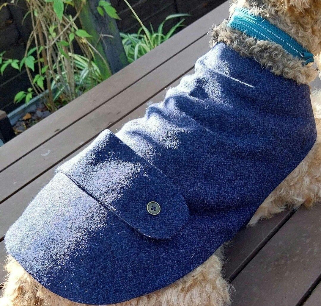 Wool Dog Coat,dog Coat With Cotton Corduroy Lining,navy Dog Coat ...