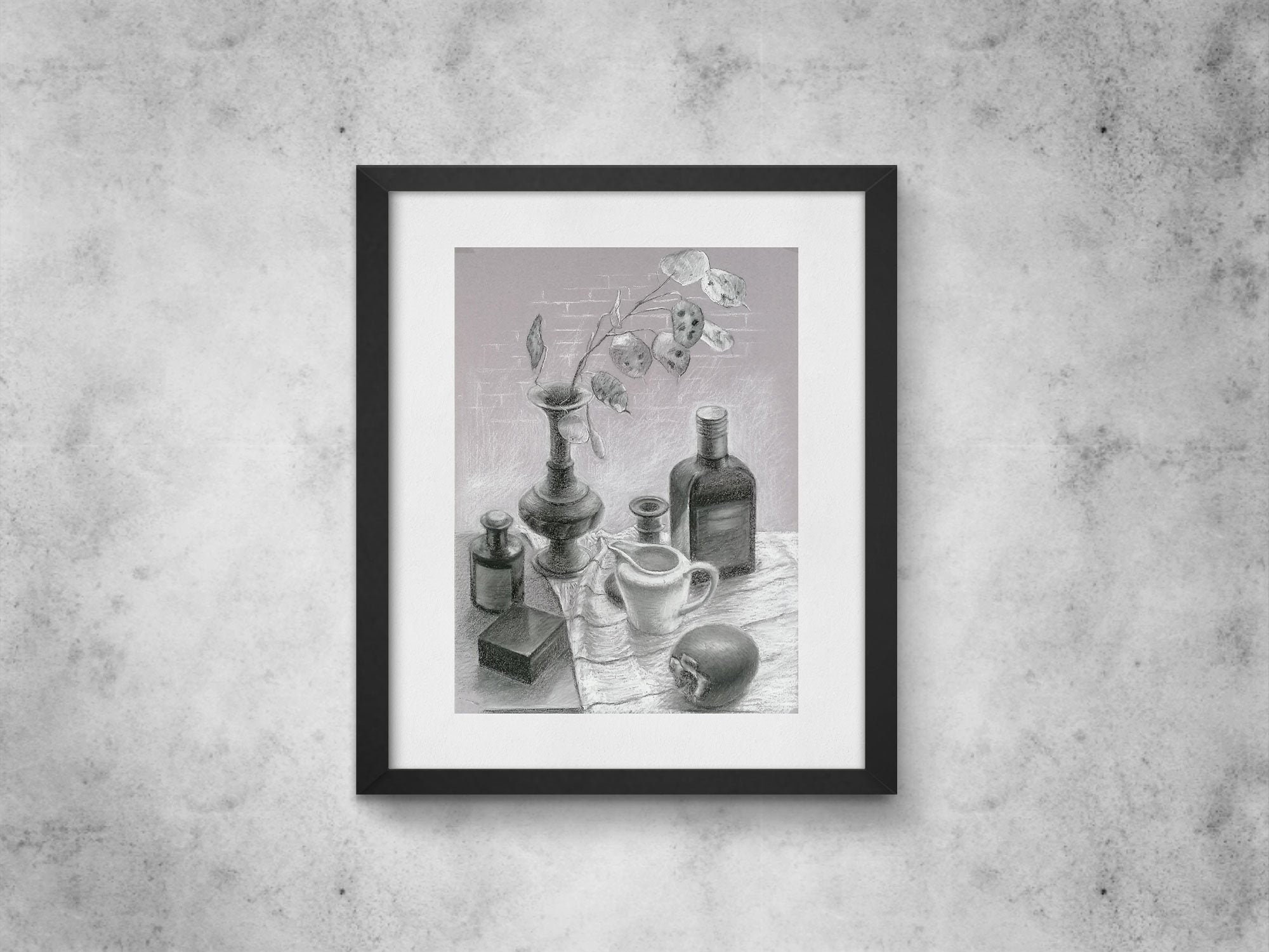 Still Life Black And White Charcoal