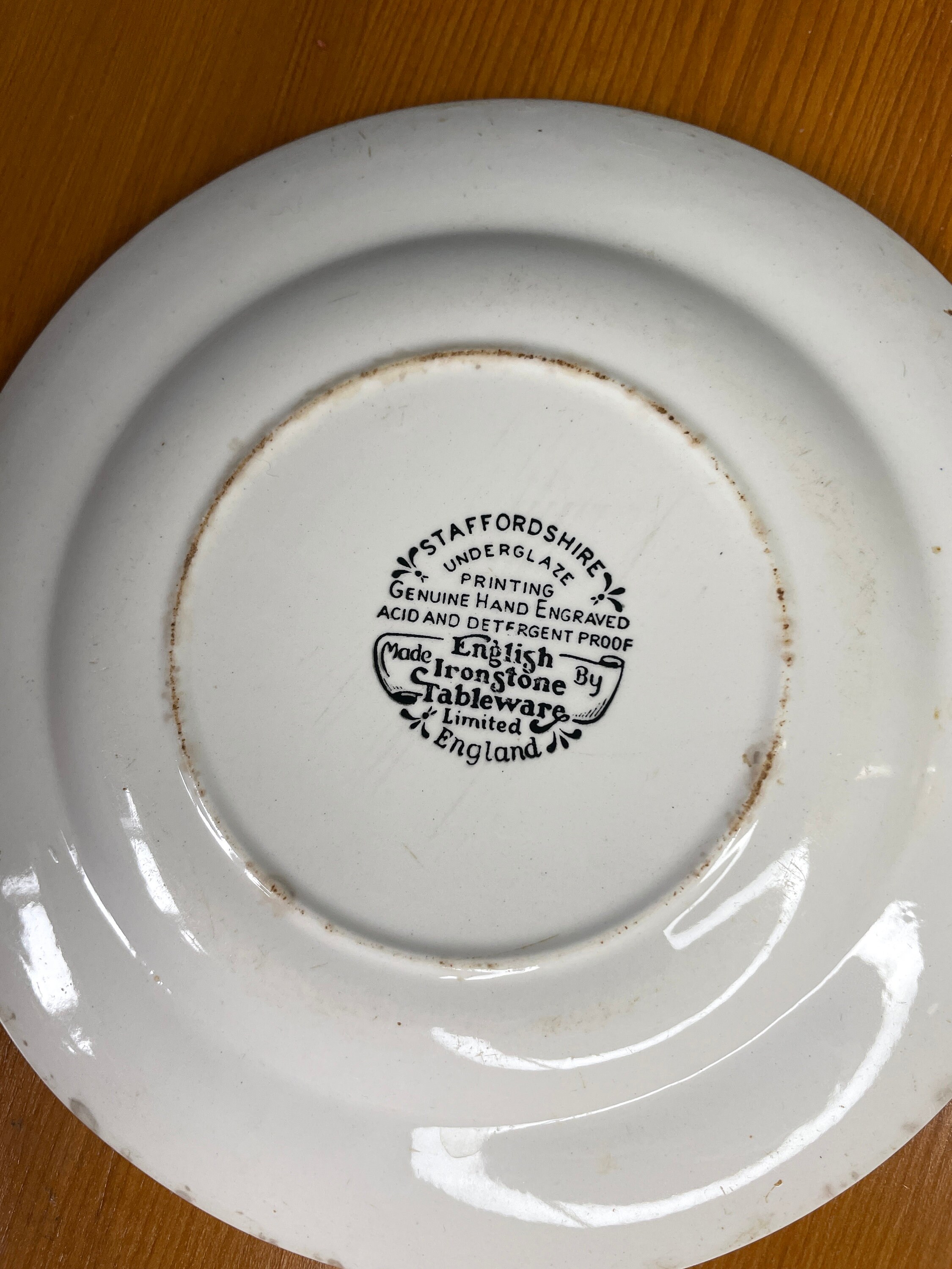 Vintage Staffordshire Pottery Plate by English Ironstone Tableware W N ...