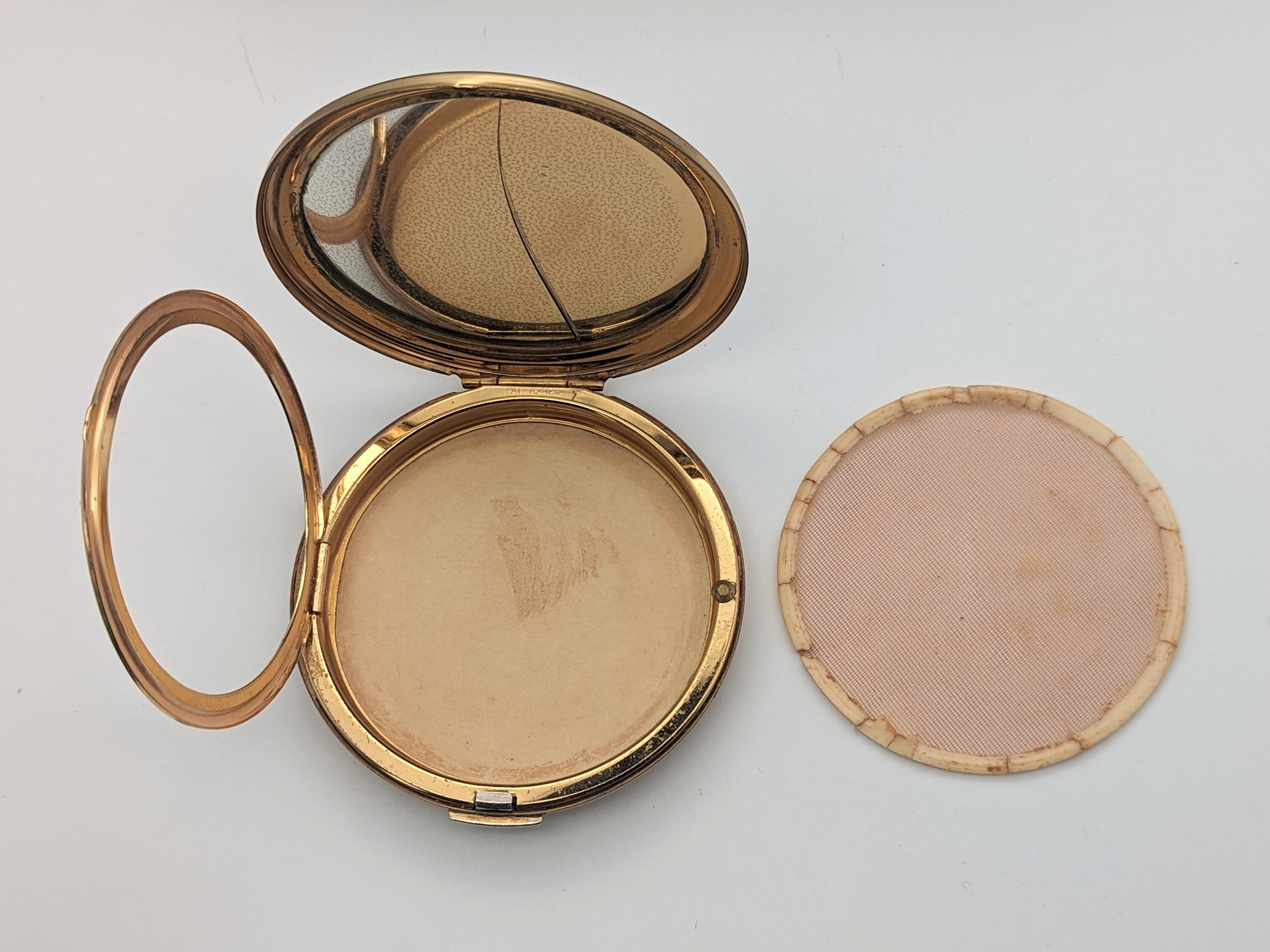 Stratton Compact Mirror Blue Gold Tone / Vintage 1960 / Button Open ...