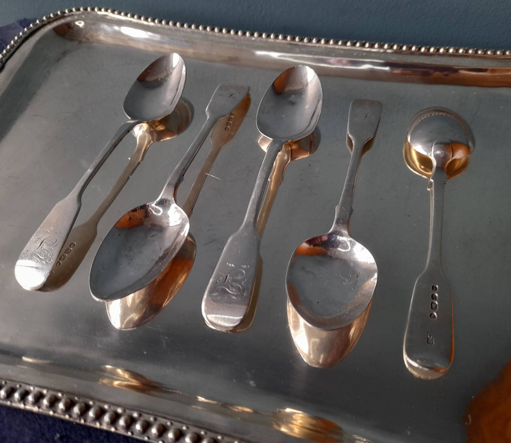Victorian Silver Spoon Set by Charles Boyton Fiddle Back / Antique ...