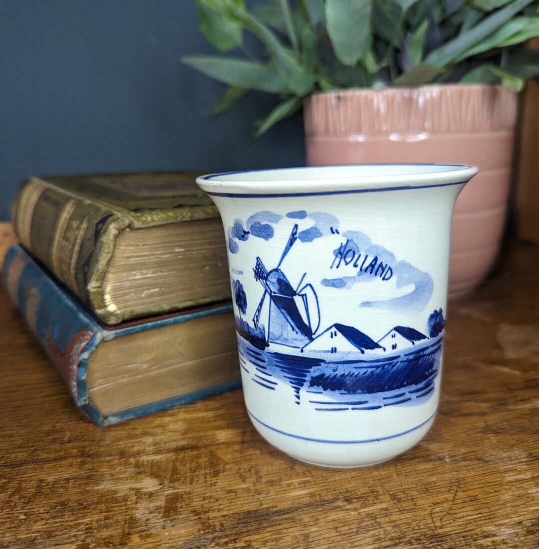 Vintage Holland Delftware Pot Blue and White Vase / Hand Painted Delft ...