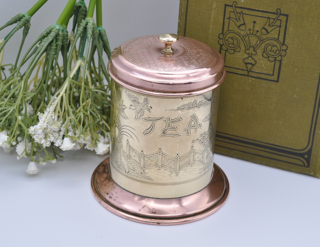 Vintage Copper and Brass Tea Caddy Vintage Home Kitchenalia Tea Holder ...