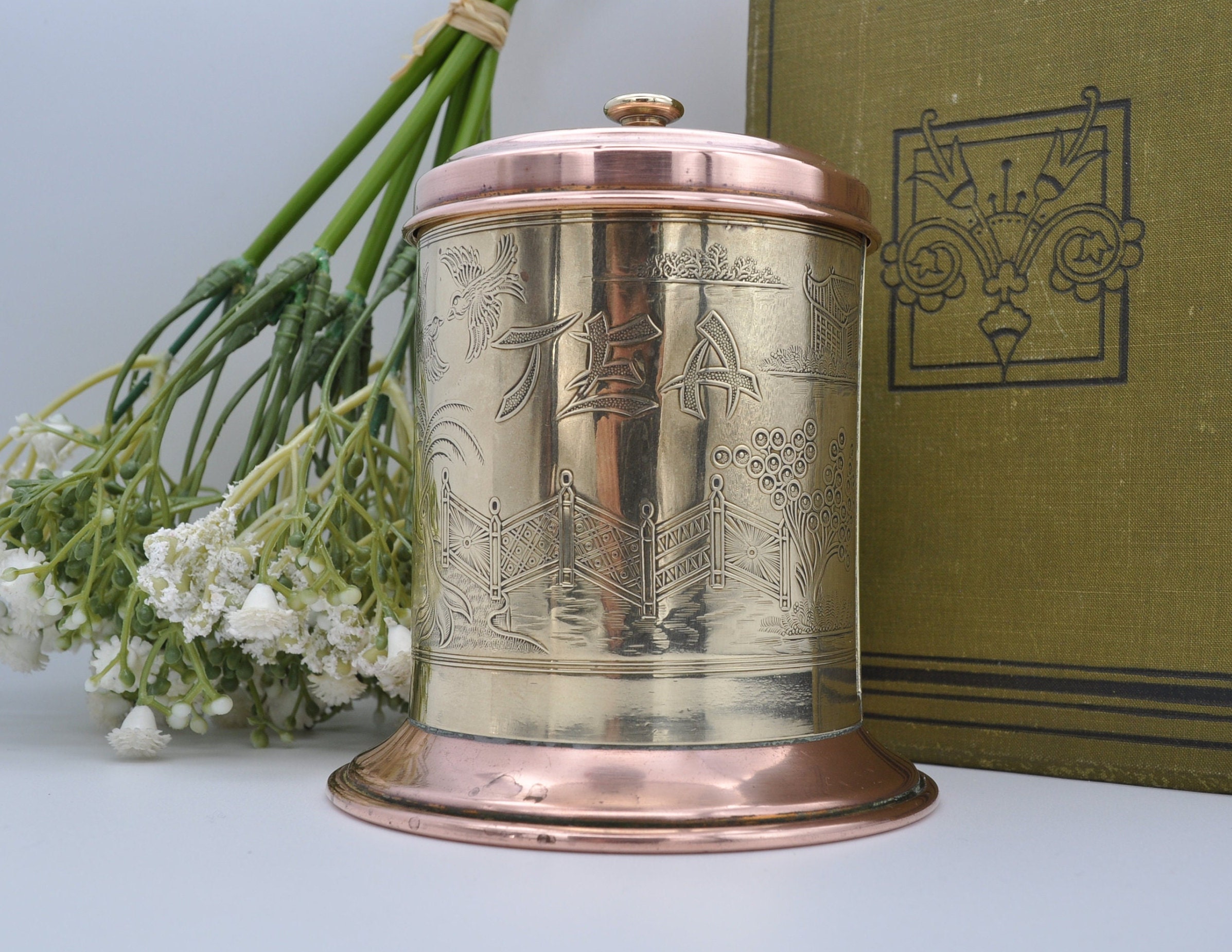 Vintage Copper and Brass Tea Caddy Vintage Home Kitchenalia Tea Holder ...