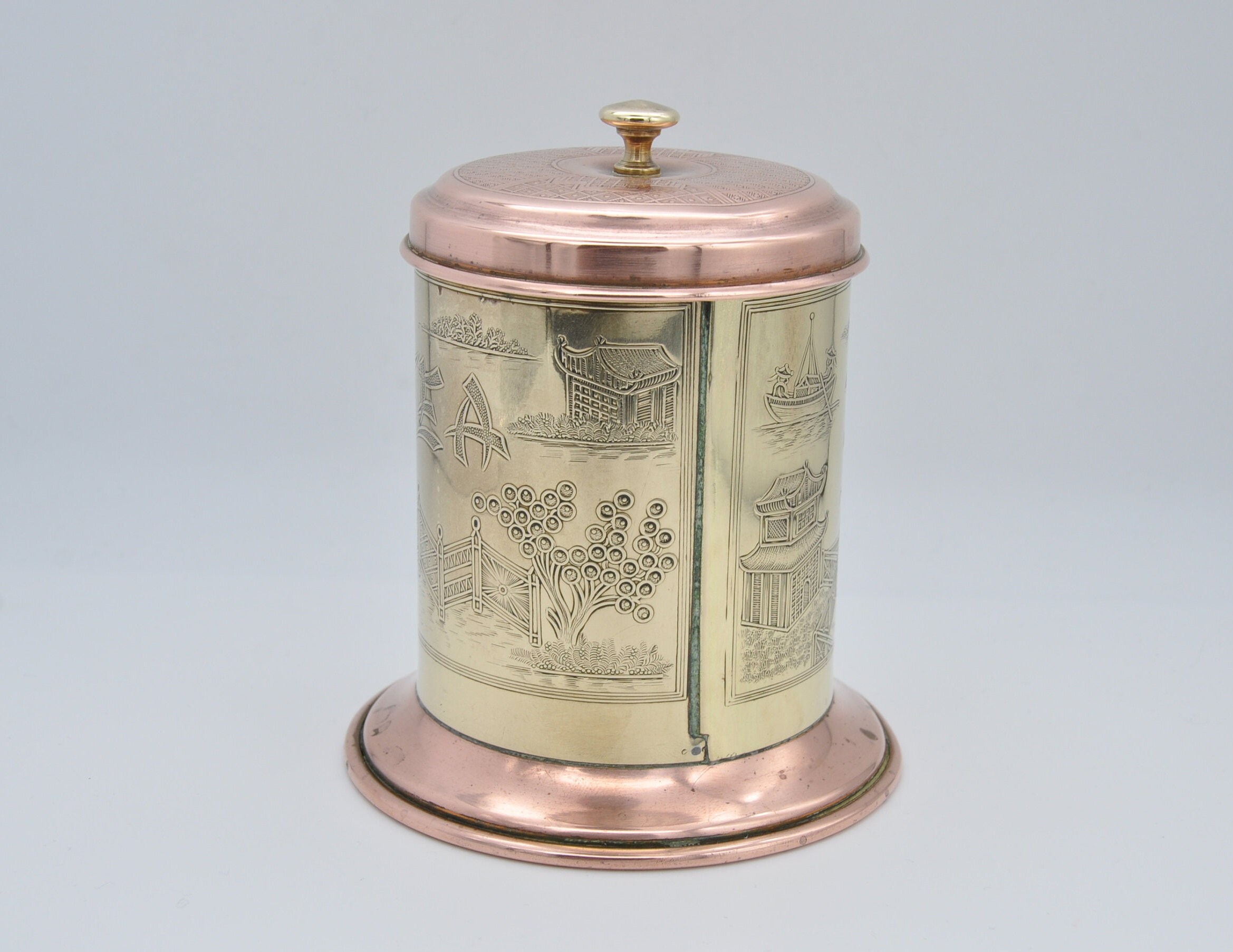 Vintage Copper and Brass Tea Caddy Vintage Home Kitchenalia Tea Holder ...
