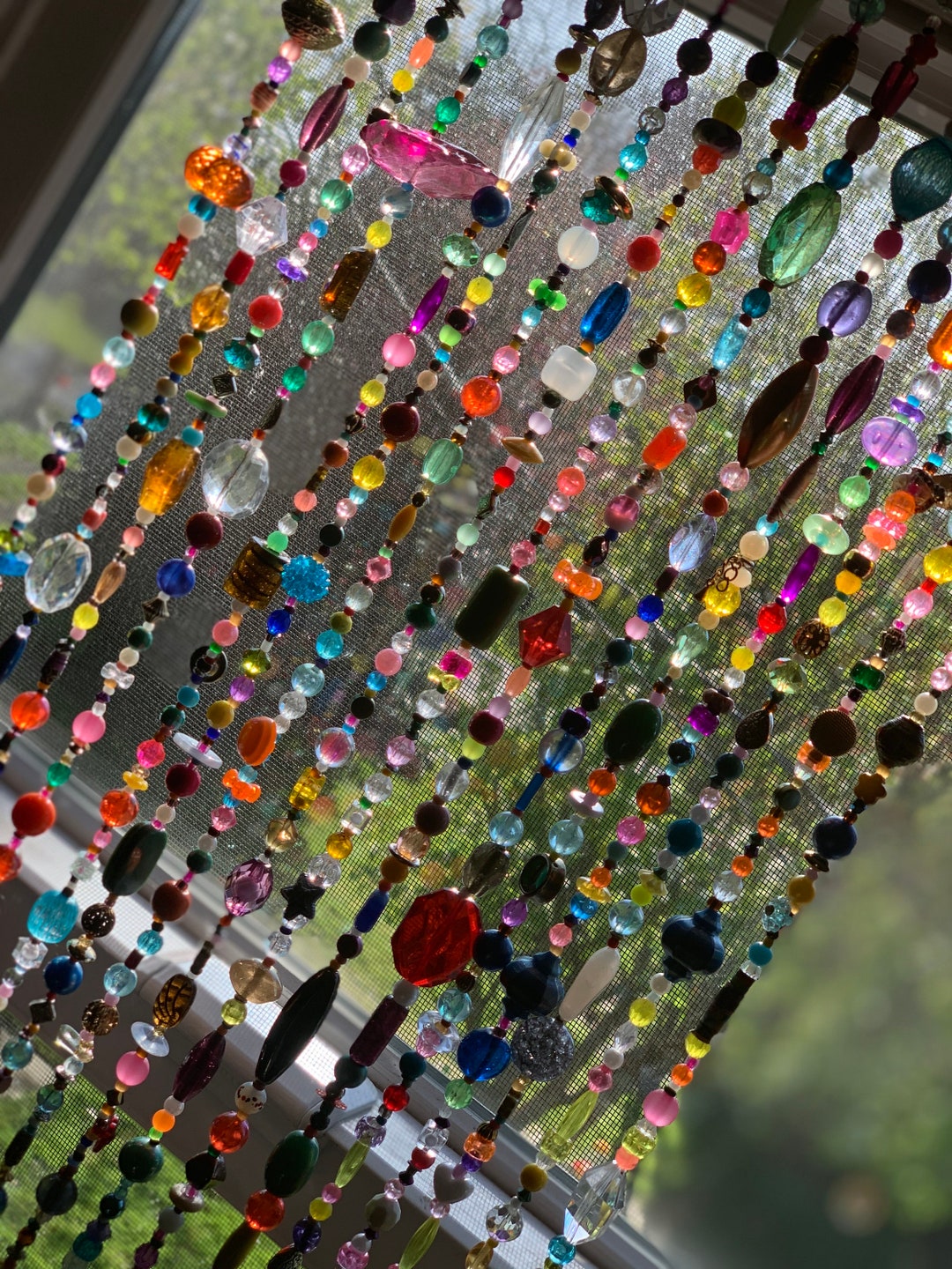 Handmade Beaded Window Curtain - Etsy