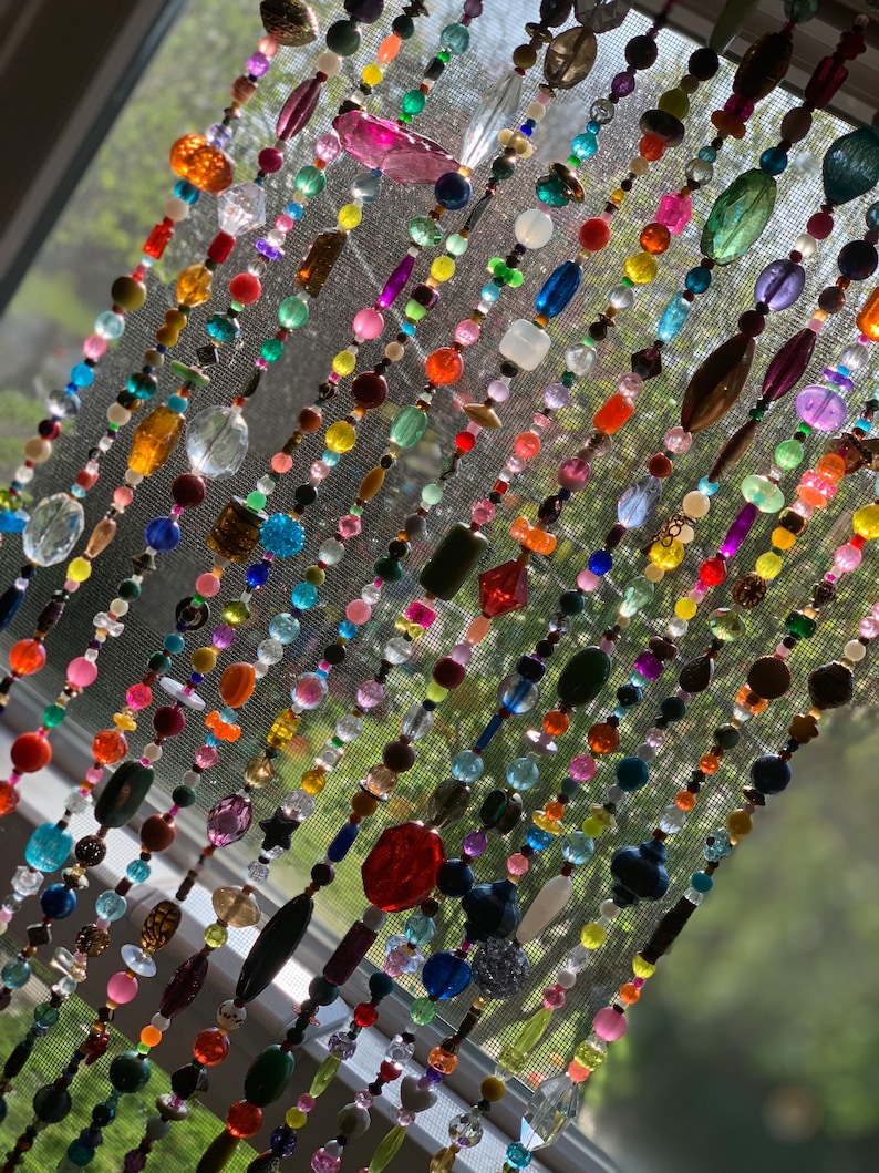 Handmade Beaded Window Curtain - Etsy