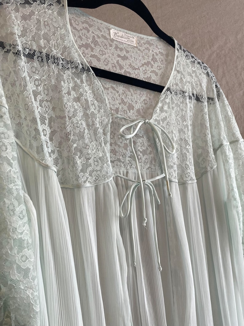 Vintage 1960s Semi-sheer Barbizon Dressing Gown | 60s Mint Green Duster ...