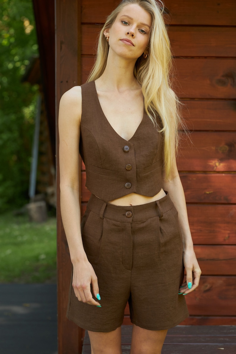 Linen Vest Top: Women's Sleeveless Waistcoat, Tailored Fit - Etsy