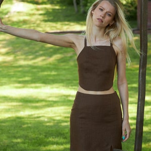 Linen Top Tie Back, Open Back Linen Top for Women, Linen Blouse, Square ...