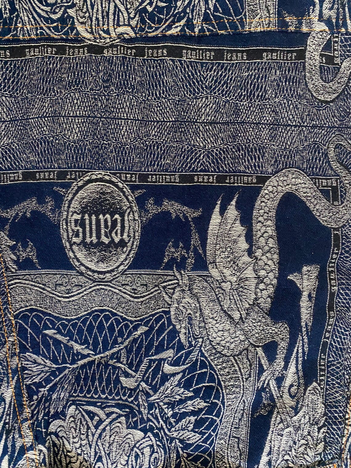 Gaultier Very Rare Dragon Jacquard Denim Jacket | Etsy
