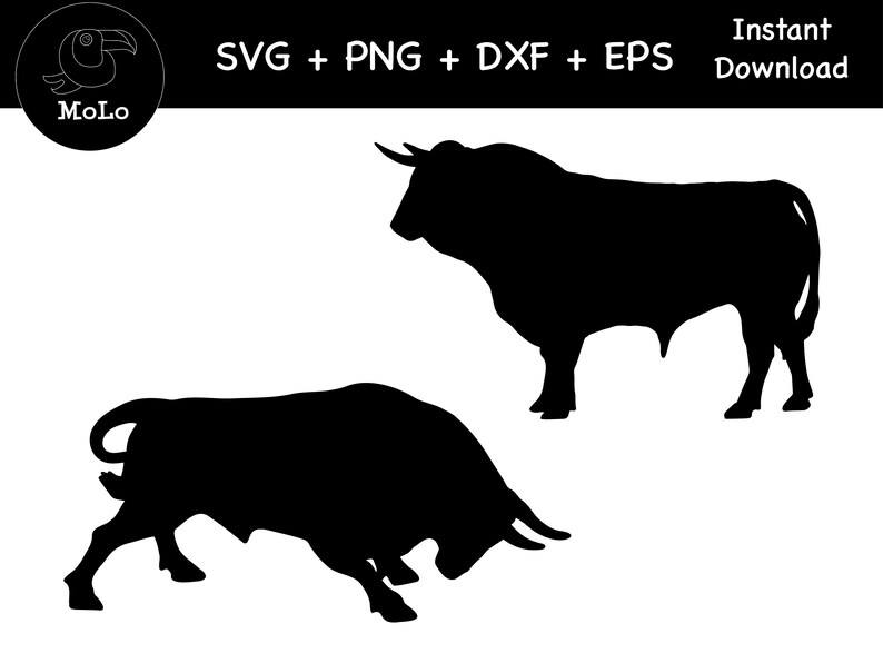 Bull Bundle Bull Decal SVG PNG DXF Bull Silhouette - Etsy