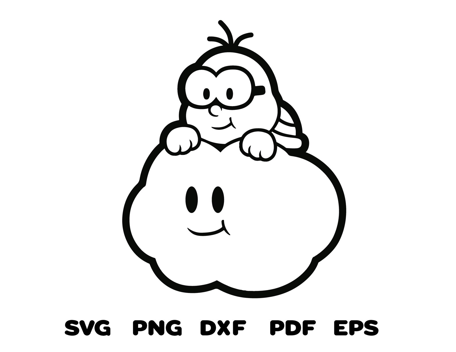 Super Mario Lakitu Lakitu Outline SVG PNG DXF Cricut | Etsy