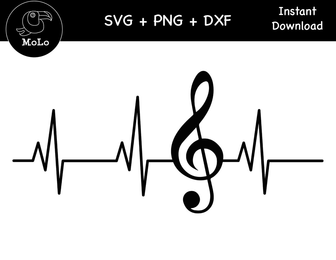 Music Note Heartbeat Svg Heartbeat Cricut SVG PNG DXF - Etsy