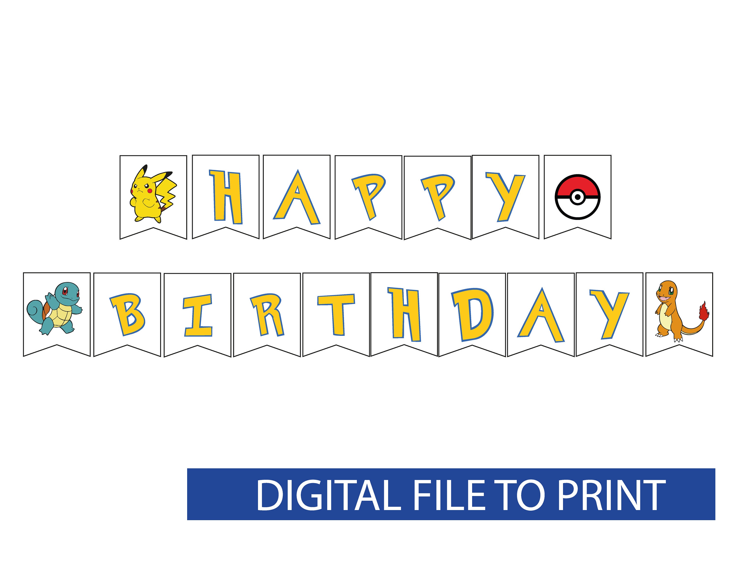 Pokemon feliz cumpleaños banner descarga instantánea Pikachu | Etsy
