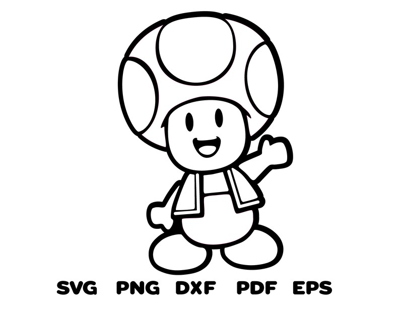 Super Mario Toad Toad Outline SVG PNG DXF Cricut | Etsy
