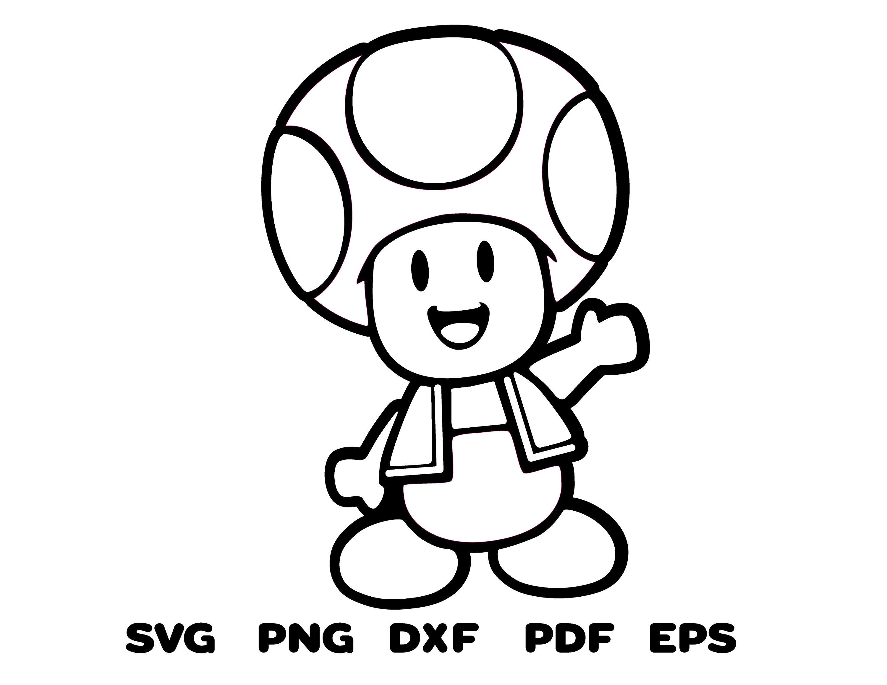 Super Mario Toad Toad Outline SVG PNG DXF Cricut | Etsy