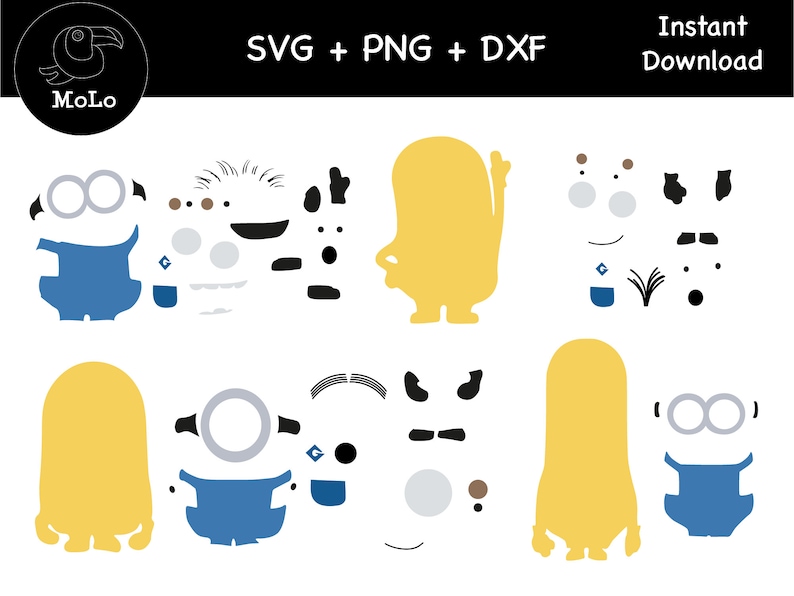 Pack Minions Svg Layered Stuart Kevin Tom Decal SVG PNG - Etsy