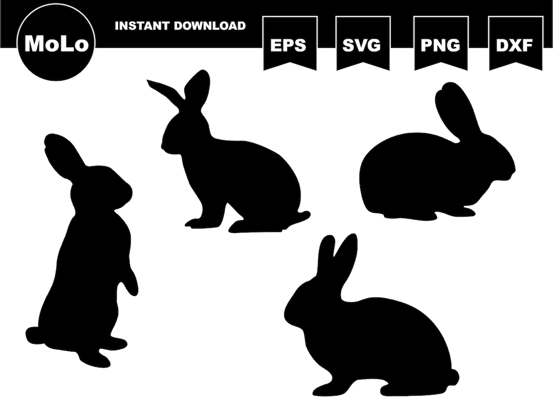 Rabbit Silhouette Clipart: Easter Bunny Decal (SVG, PNG, DXF) - Etsy