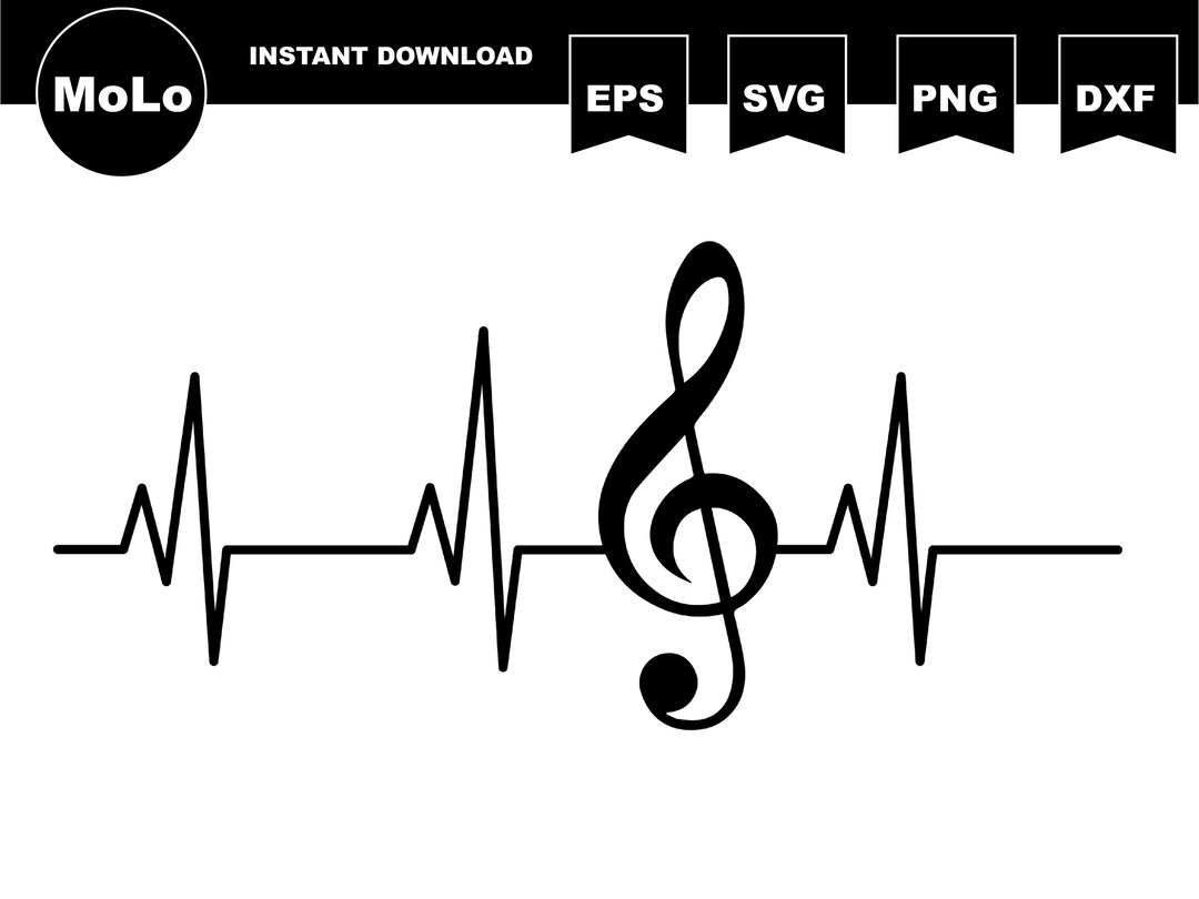 Music Note Heartbeat Svg, Heartbeat Cricut, SVG, PNG, DXF Silhouette - Etsy