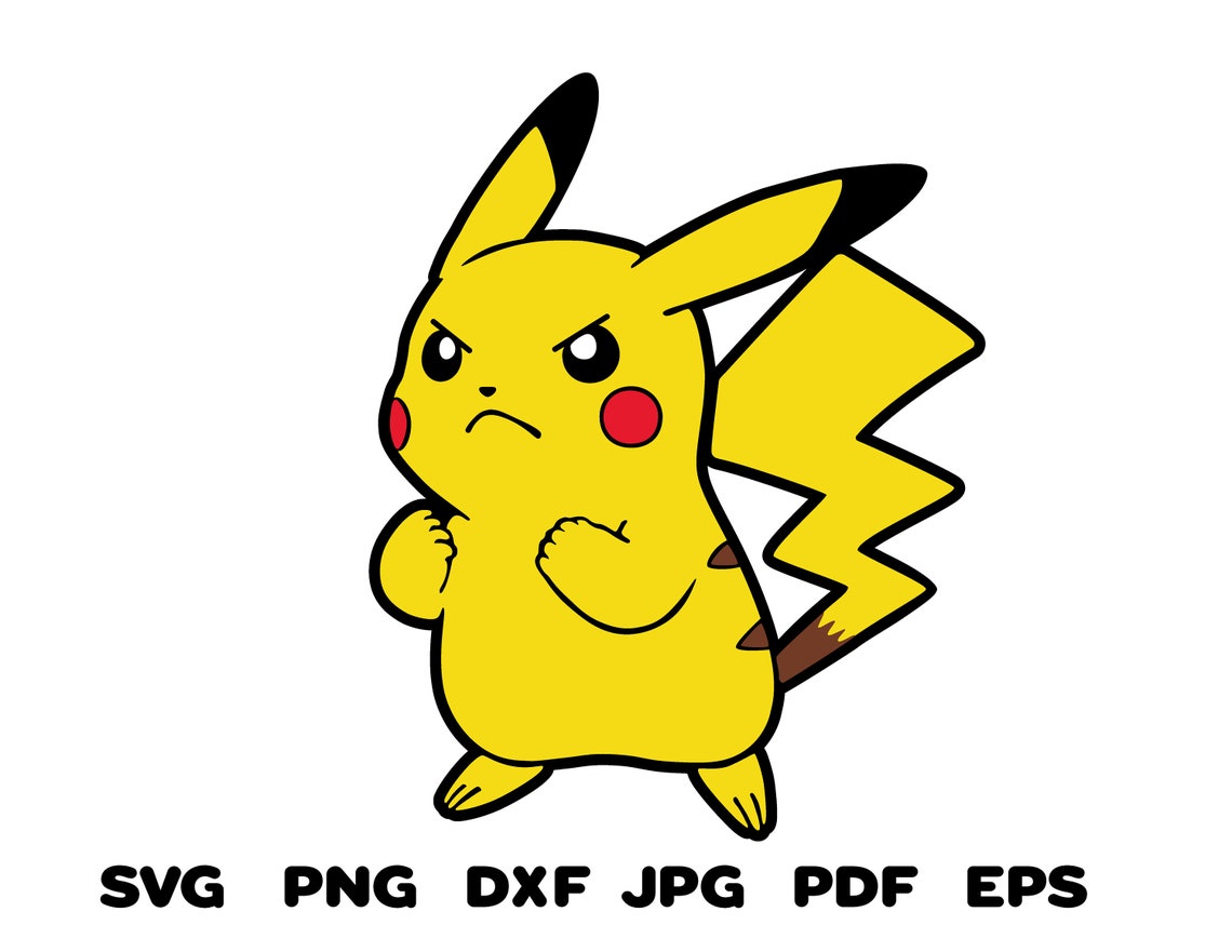 Angry Pikachu SVG PNG DXF Cricut Stickers Pokemon | Etsy
