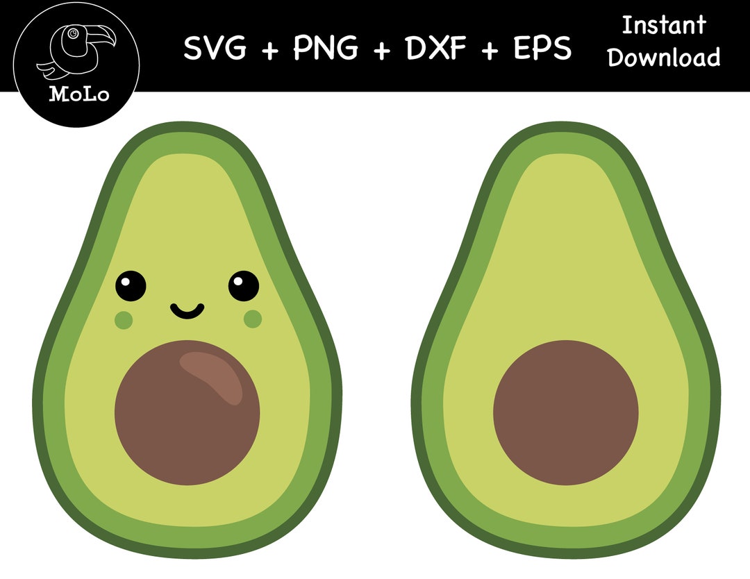 Aguacate Svg en capas, Aguacate Kawaii, EPS PNG, DXF - Etsy México